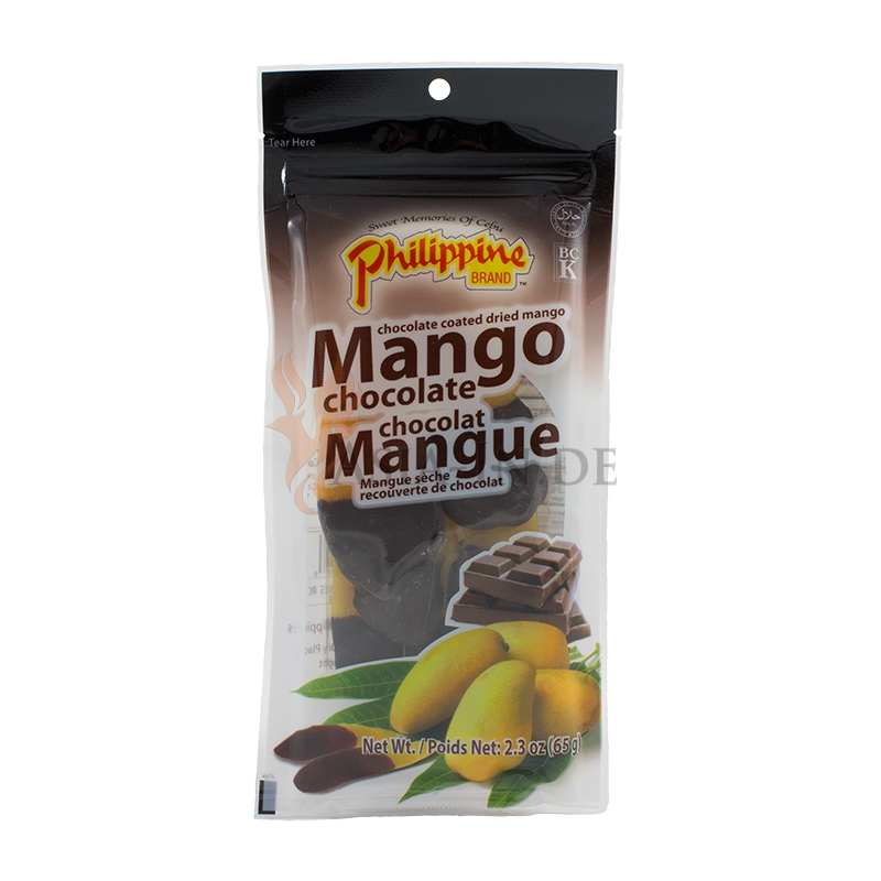 Dried candied Mango coated with Chocolate, Philippine Brand 65g
